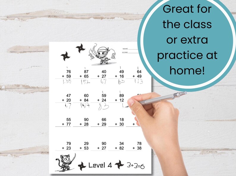Math Addition Pages for School or Classroom or Practice at Home | Ninja ...
