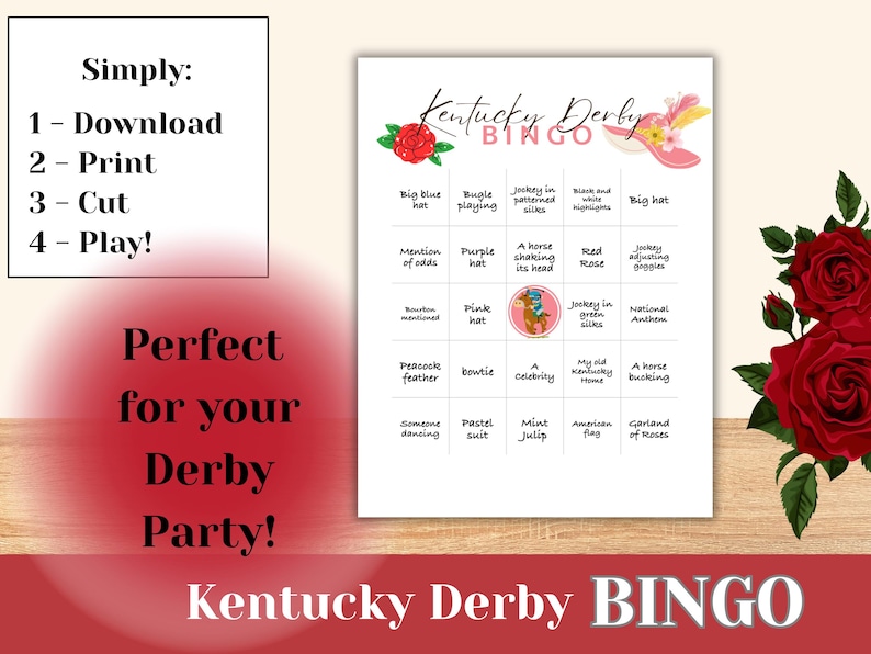Bingo Game Derby Party Printable 30 Derby Bingo Cards for Derby Watch ...