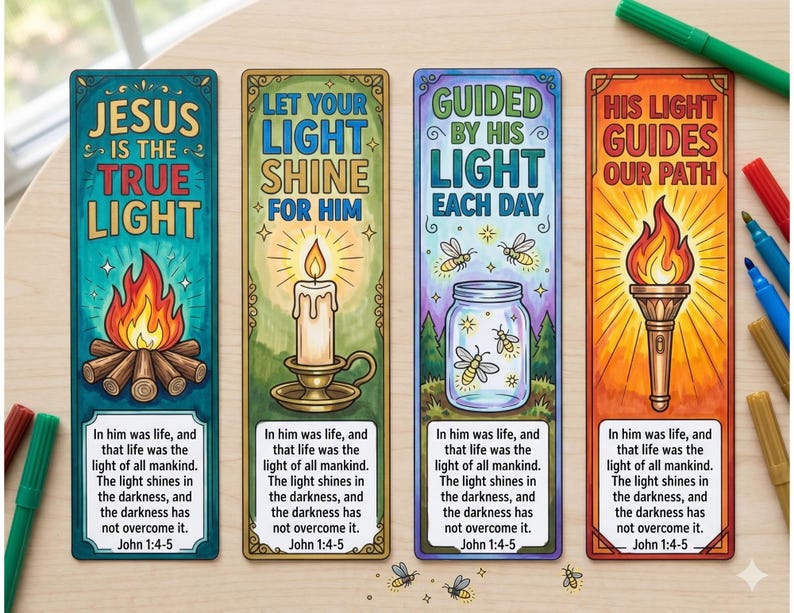 Sunday School VBS Jesus is the Light Bookmark Bible Verse Coloring Book ...