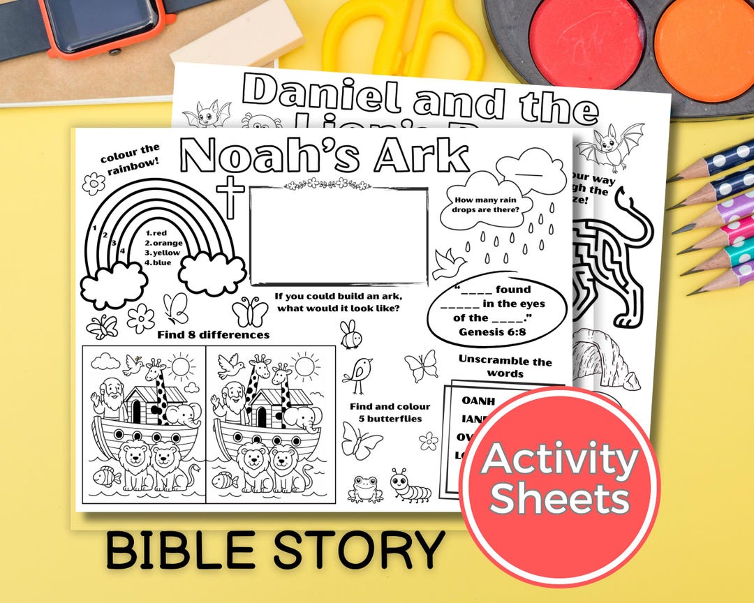Bible Story Activity Sheet Colouring Pages, Mazes Search and Finds ...