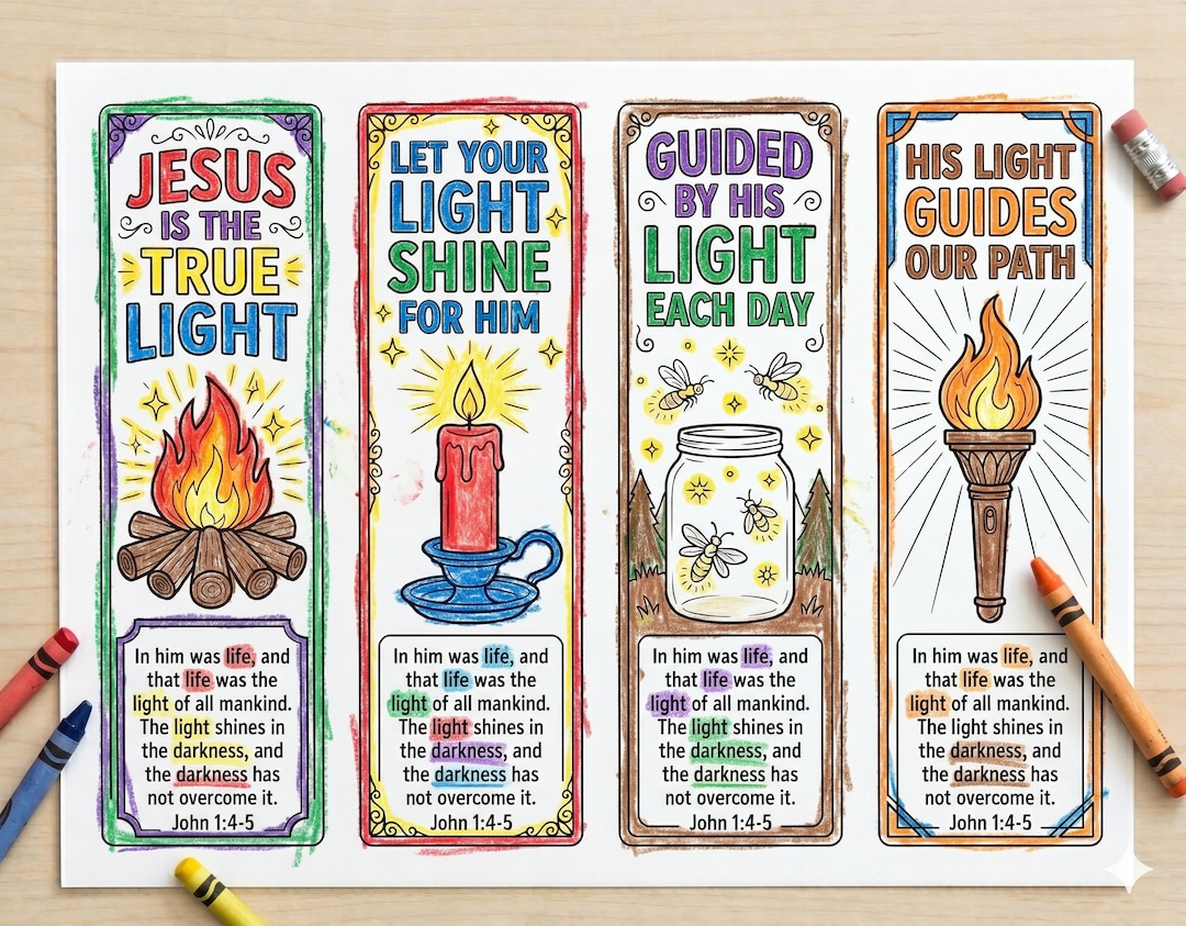 Sunday School VBS Jesus is the Light Bookmark Bible Verse Coloring Book ...