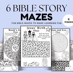Bible Story Maze Coloring Pages: Sunday School Activity (digital ...