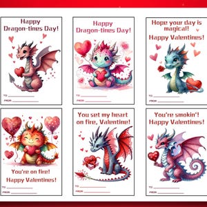 Dragon Valentines Day Cards for Kids Cute Valentines for Boys or Girls ...