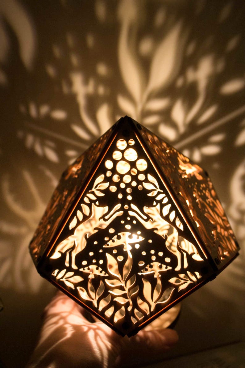 Forest Tale Table Lamp, Wooden Handmade Lamp, Mystic Light, Cozy ...