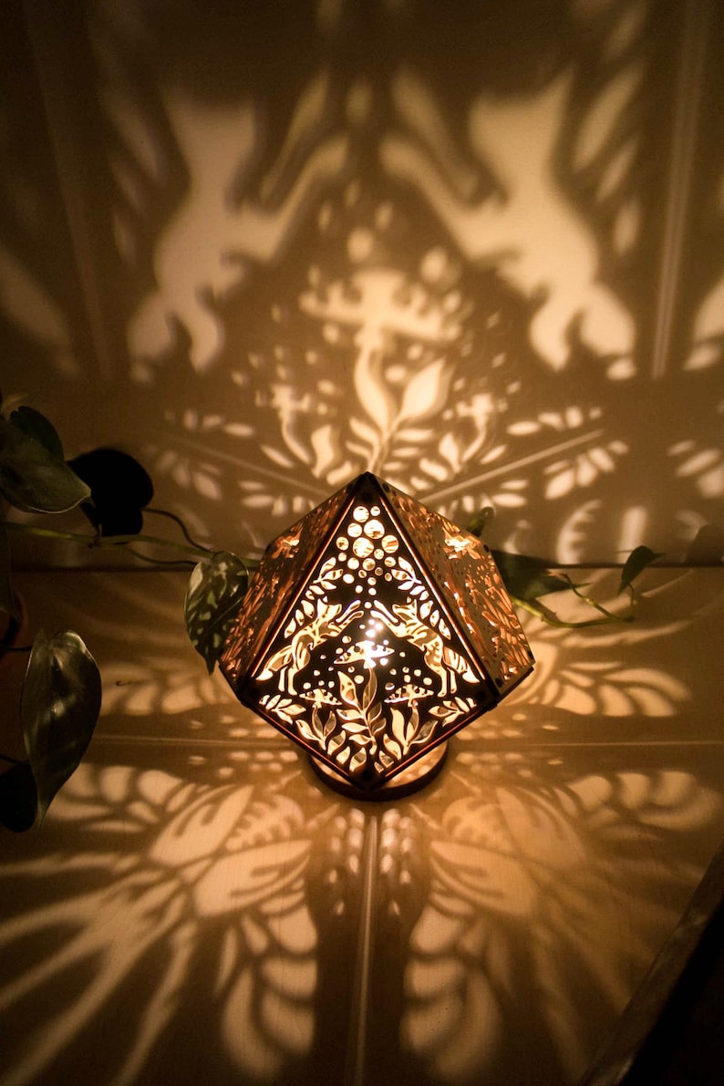 Forest Tale Table Lamp, Wooden Handmade Lamp, Mystic Light, Cozy ...