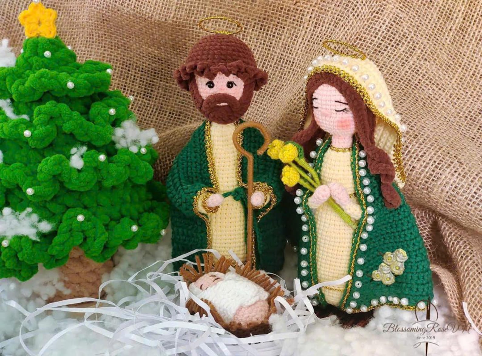 Holy Family Nativity Scene, Crochet Nativity Set, Mother Mary, Joseph ...