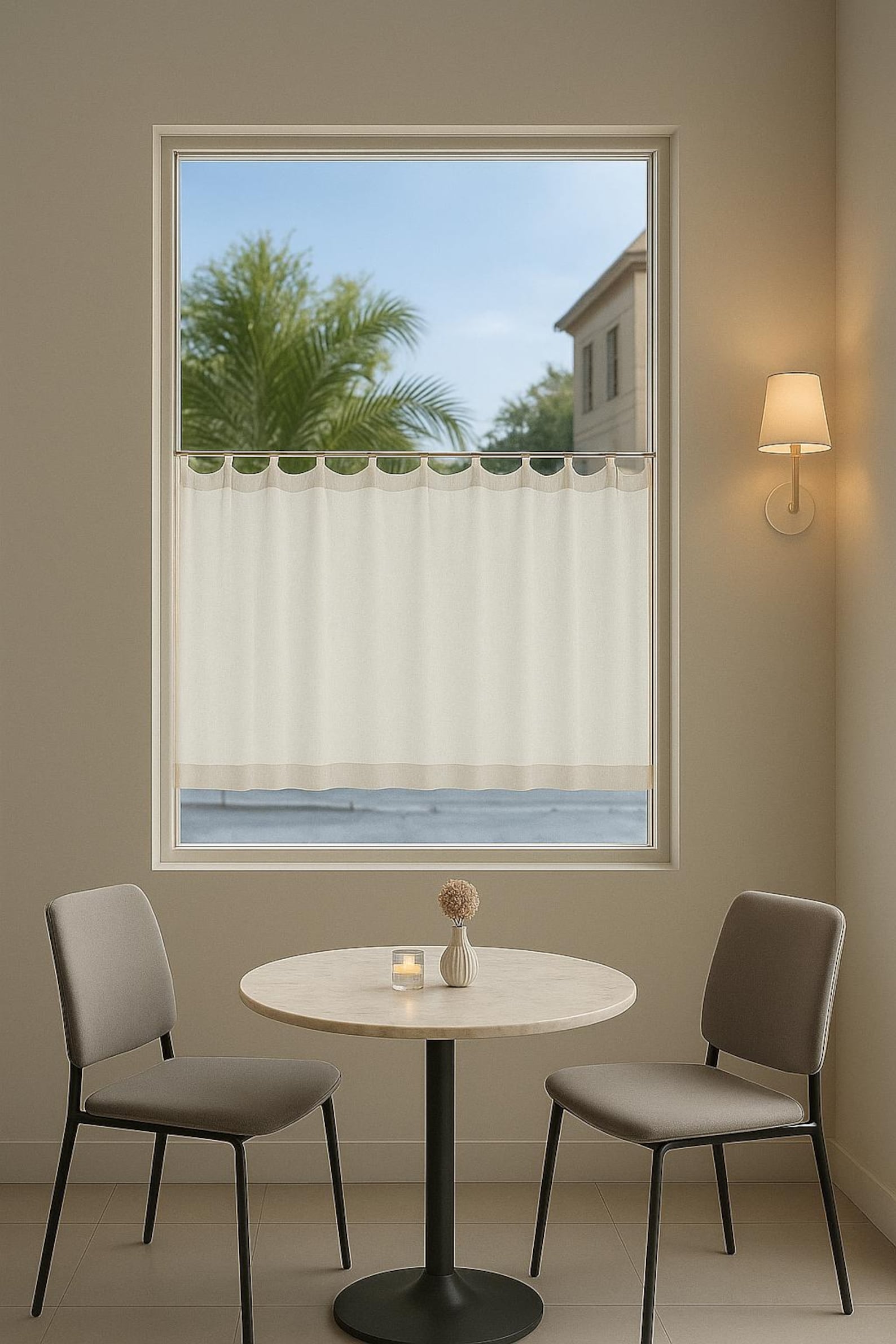 Linen Cafe Curtain Panel: Tab Top, Semi-sheer, Custom Size - Etsy