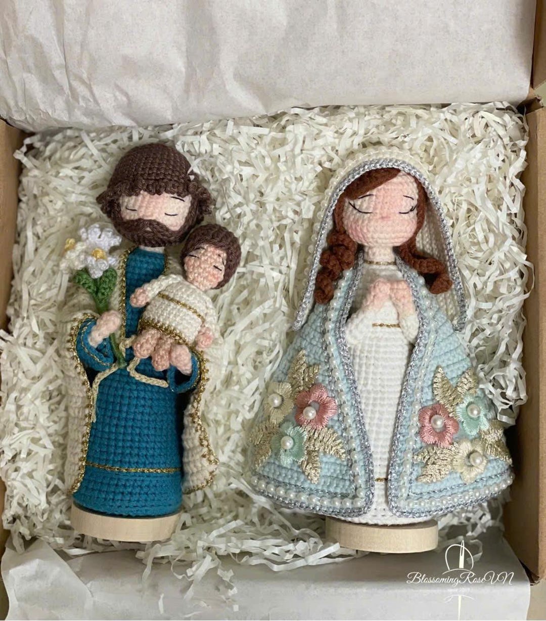 Crochet Nativity Set, Holy Family Nativity Scene, Mother Mary, Joseph ...