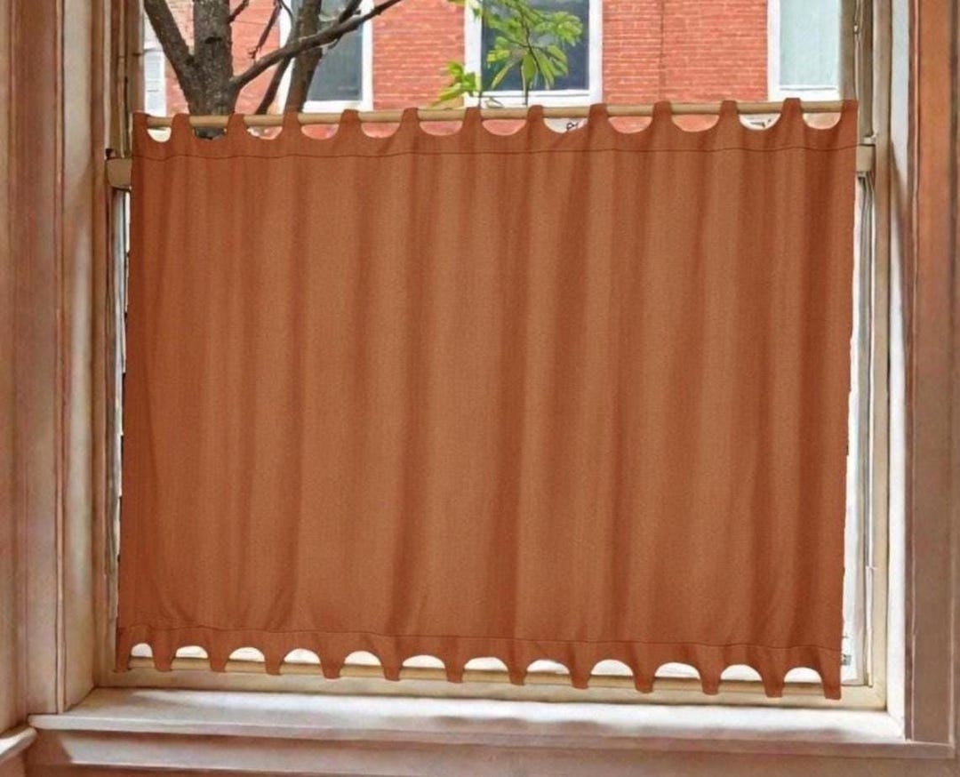 Linen Cafe Curtain Panel: Tab Top, Semi-sheer, Custom Size - Etsy