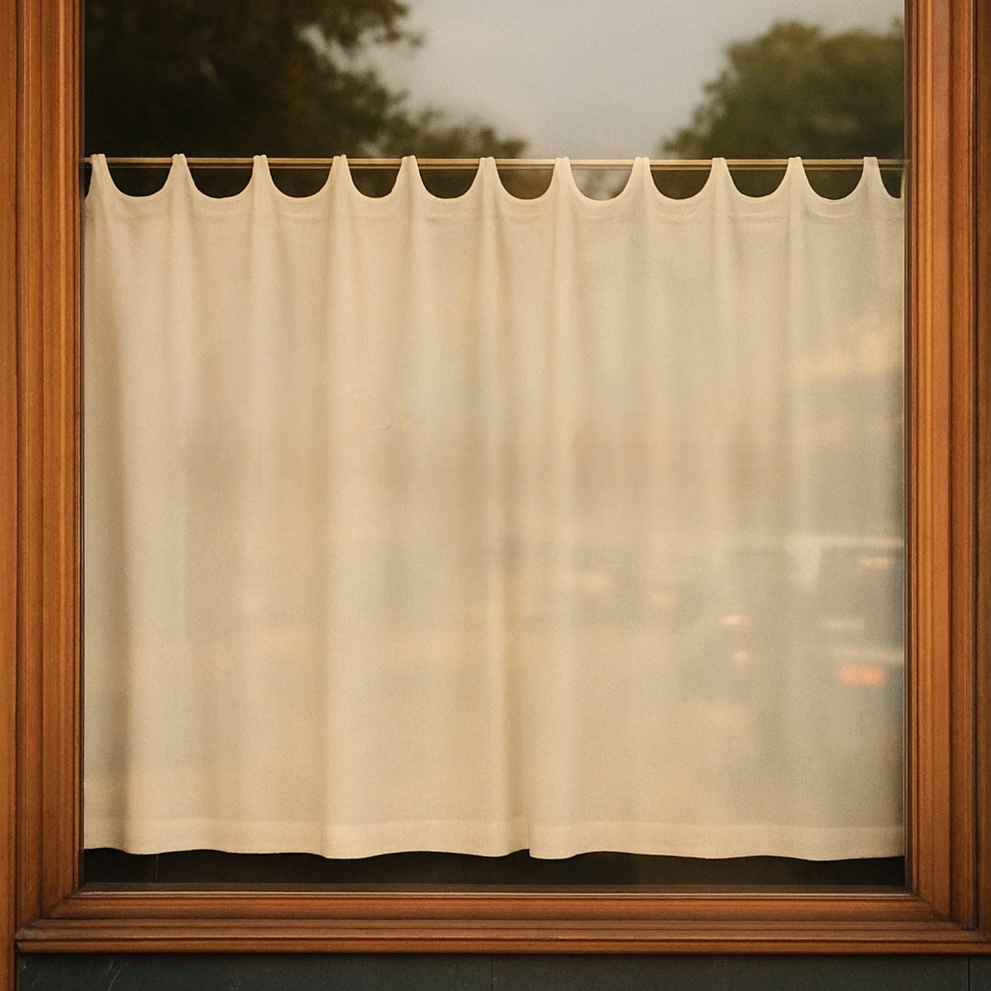 Linen Cafe Curtain Panel: Tab Top, Semi-sheer, Custom Size - Etsy
