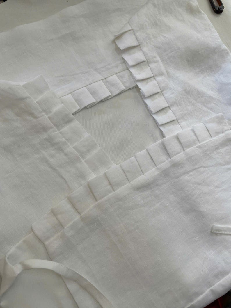 Handmade Linen Chair Seat Cover With Pleated Ruffles - Etsy