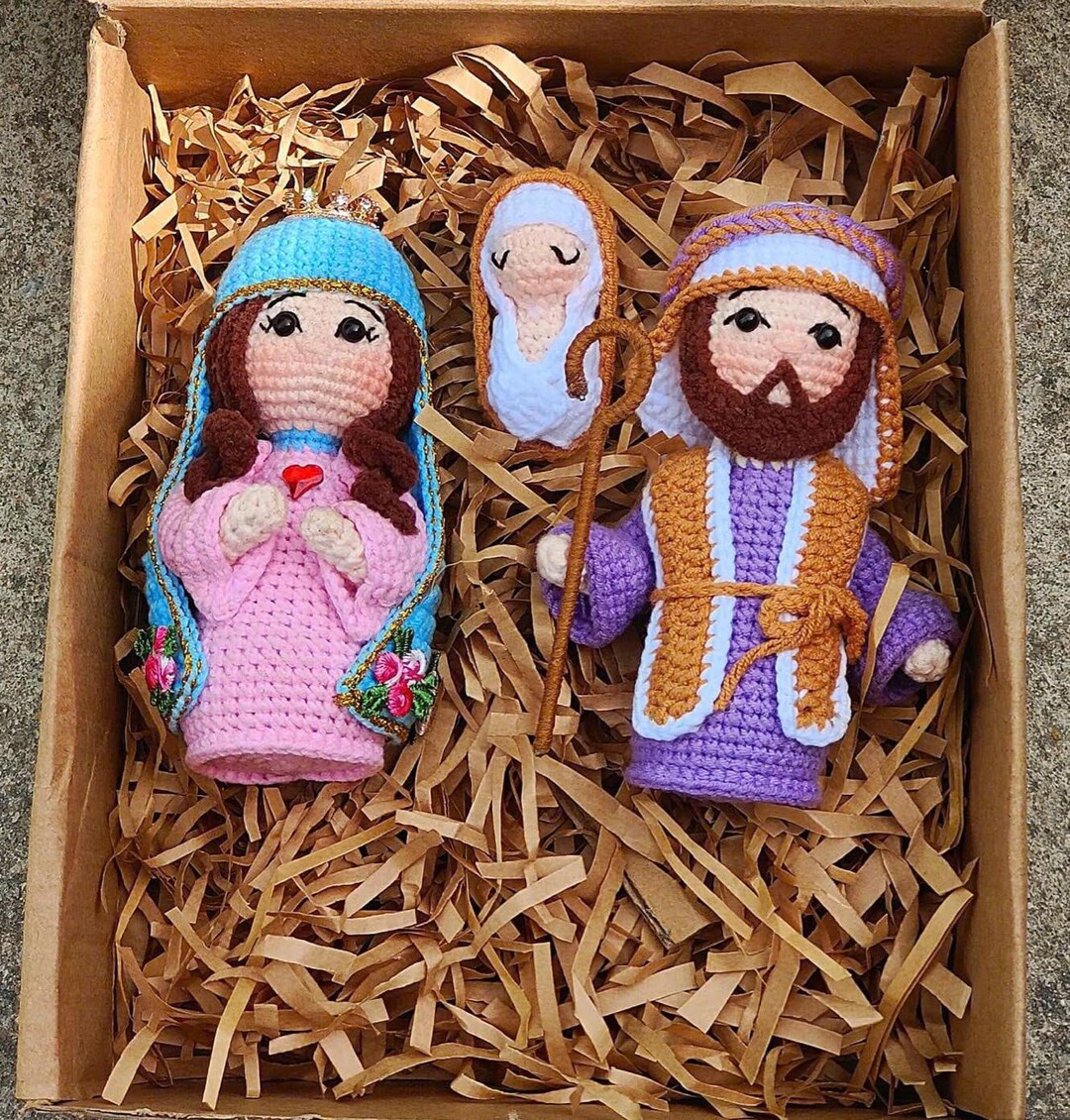Holy Family Nativity Scene, Crochet Nativity Set, Mother Mary, Joseph ...
