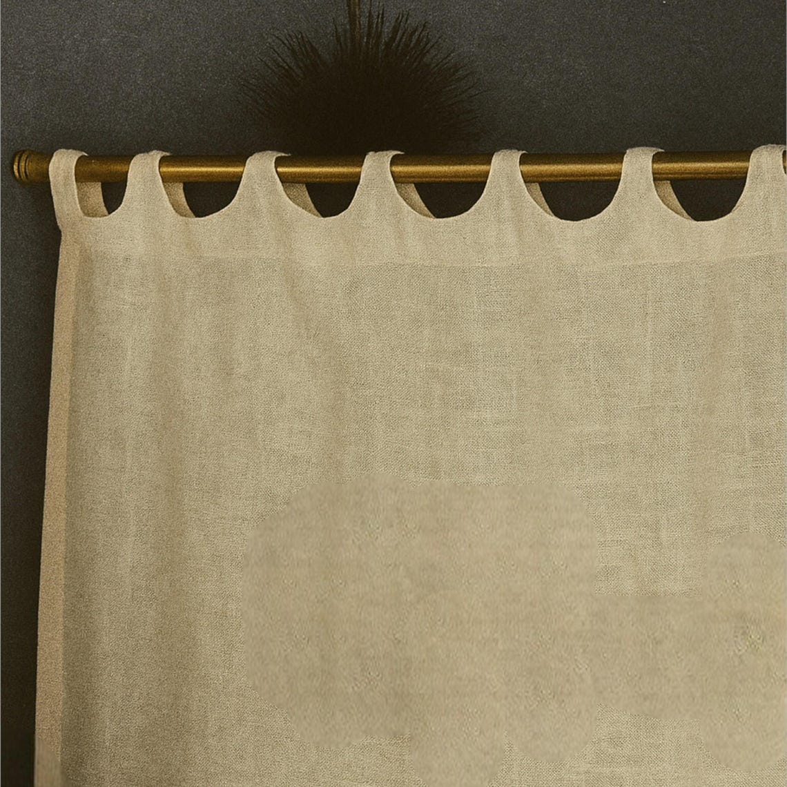Linen Cafe Curtain Panel: Tab Top, Semi-sheer, Custom Size - Etsy
