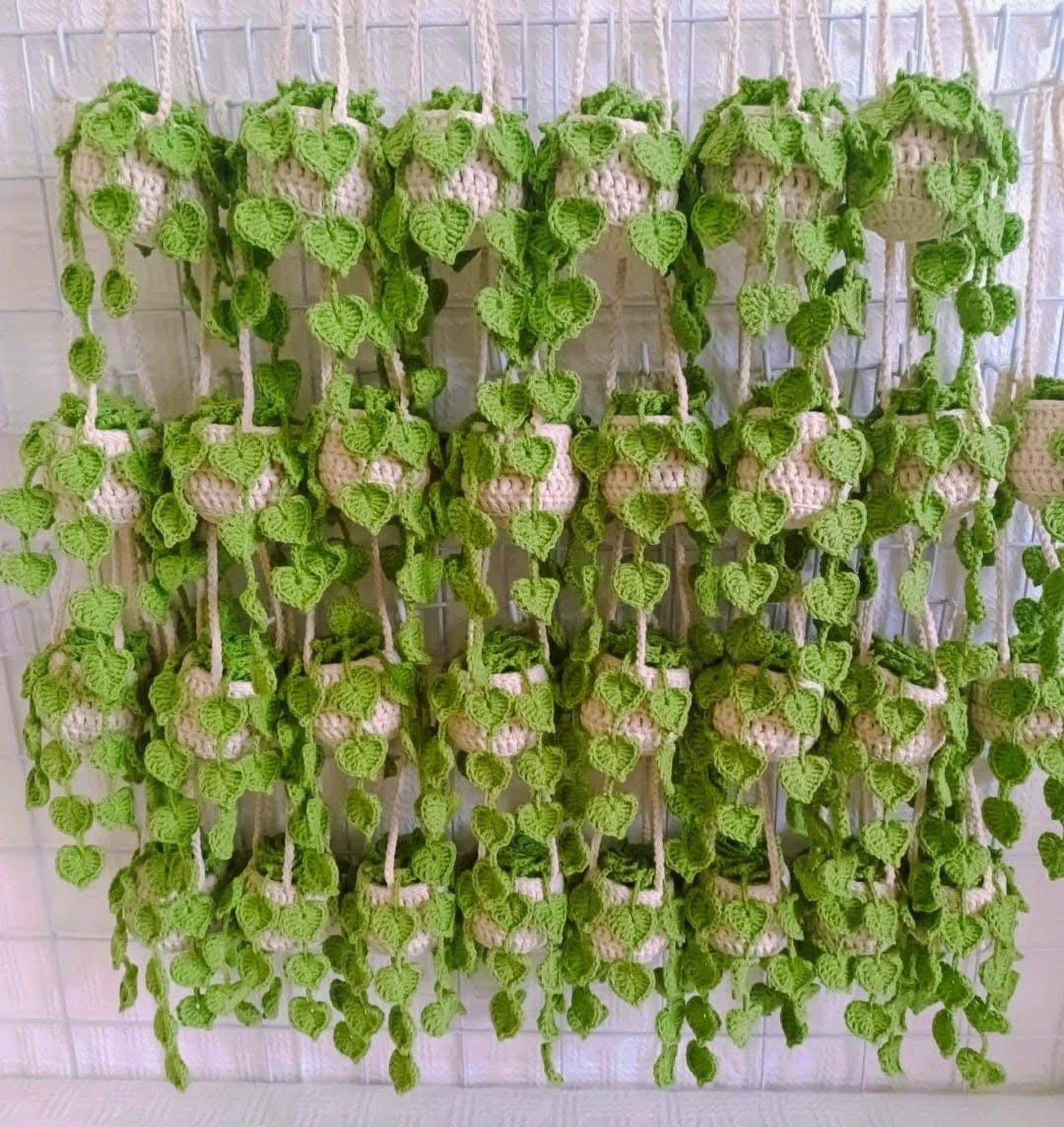 Vibrant String of Pearls Car Hanging , Crochet Plant Car Diffuser ...