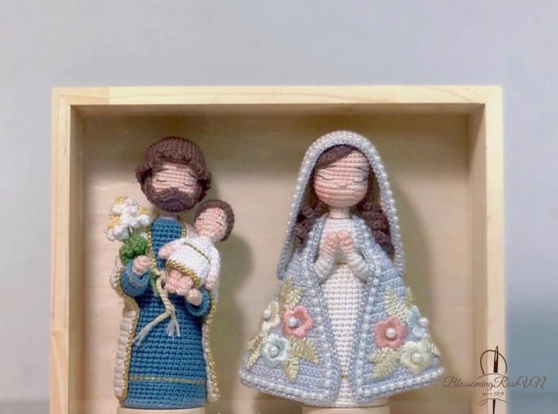 Holy Family Nativity Scene, Crochet Nativity Set, Mother Mary, Joseph ...