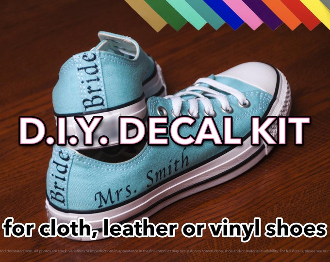 Iron on Decal Custom, Do It Yourself Shoe Stickers, Custom Wedding Text ...