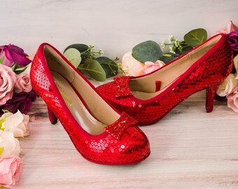 Red Sequin High Heels - Etsy