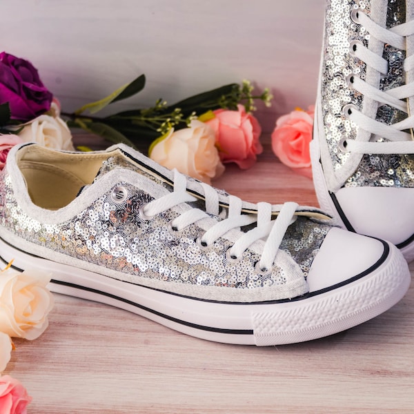 Silver Glitter Shoes - Etsy