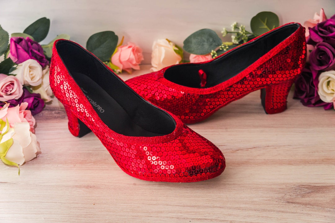 Wedding Heels for Bride Block Red Sequin French High Heels - Etsy