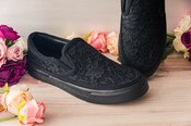 Pink Cow Print Vans Hand-painted Slip-on Vans Pink Cow Print Strawberry ...