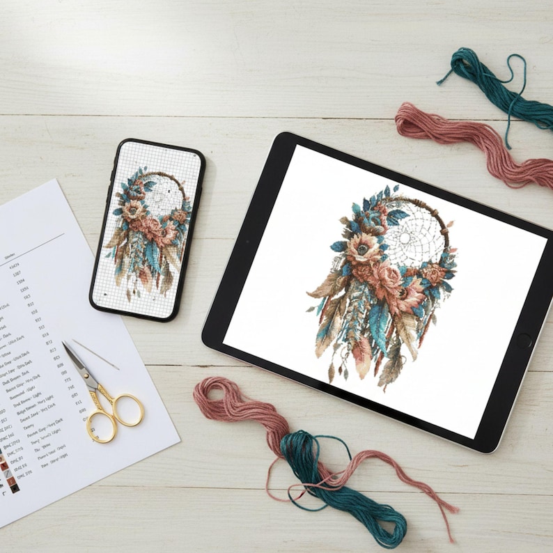 Dreamcatcher Cross Stitch Pattern| Instant PDF Download Boho Wall Art ...