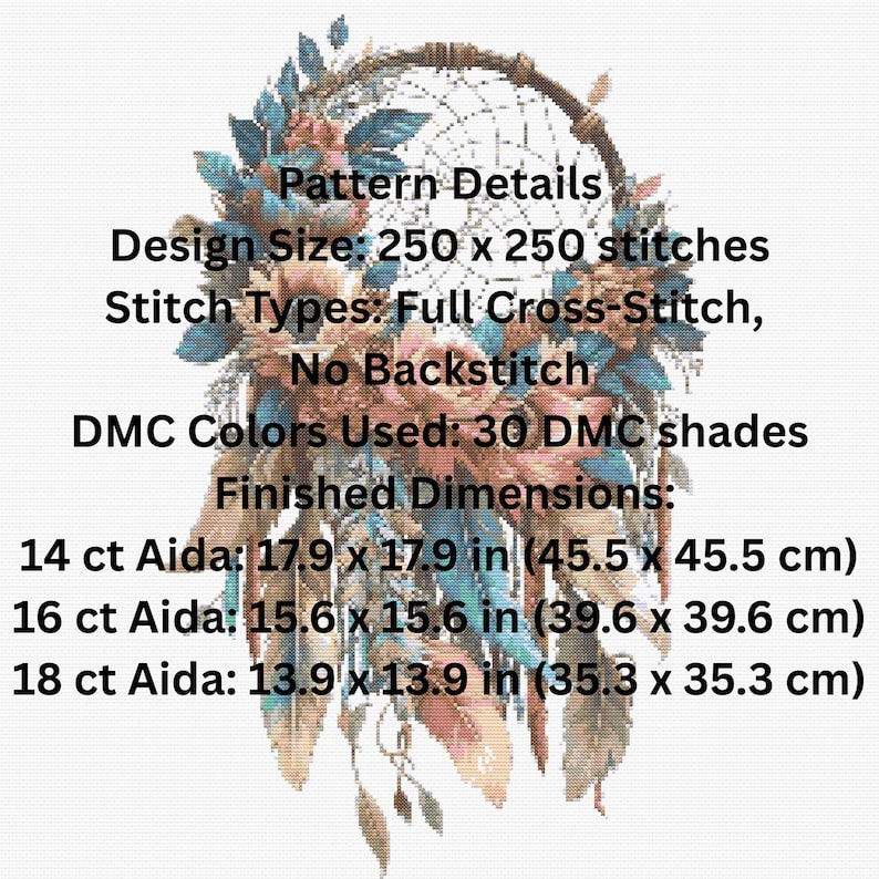 Dreamcatcher Cross Stitch Pattern| Instant PDF Download Boho Wall Art ...
