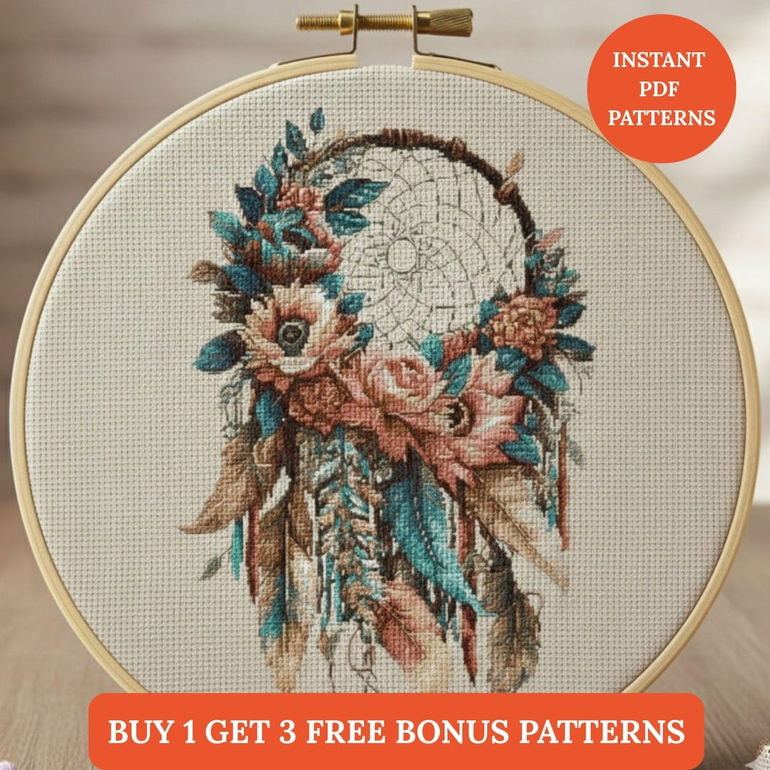 Dreamcatcher Cross Stitch Pattern| Instant PDF Download Boho Wall Art ...
