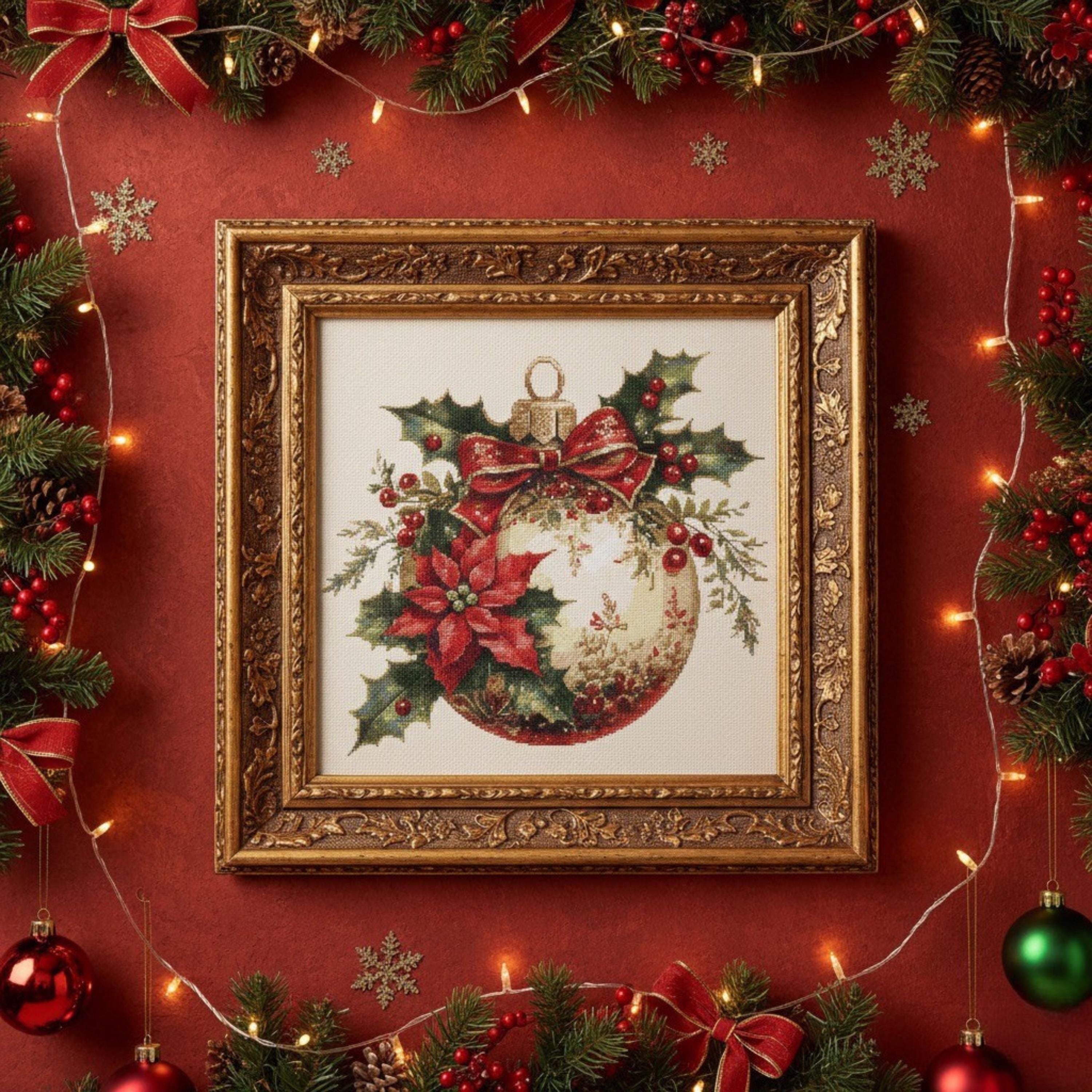 Christmas Bauble Coquette Bow Cross Stitch Pattern PDF Christmas ...