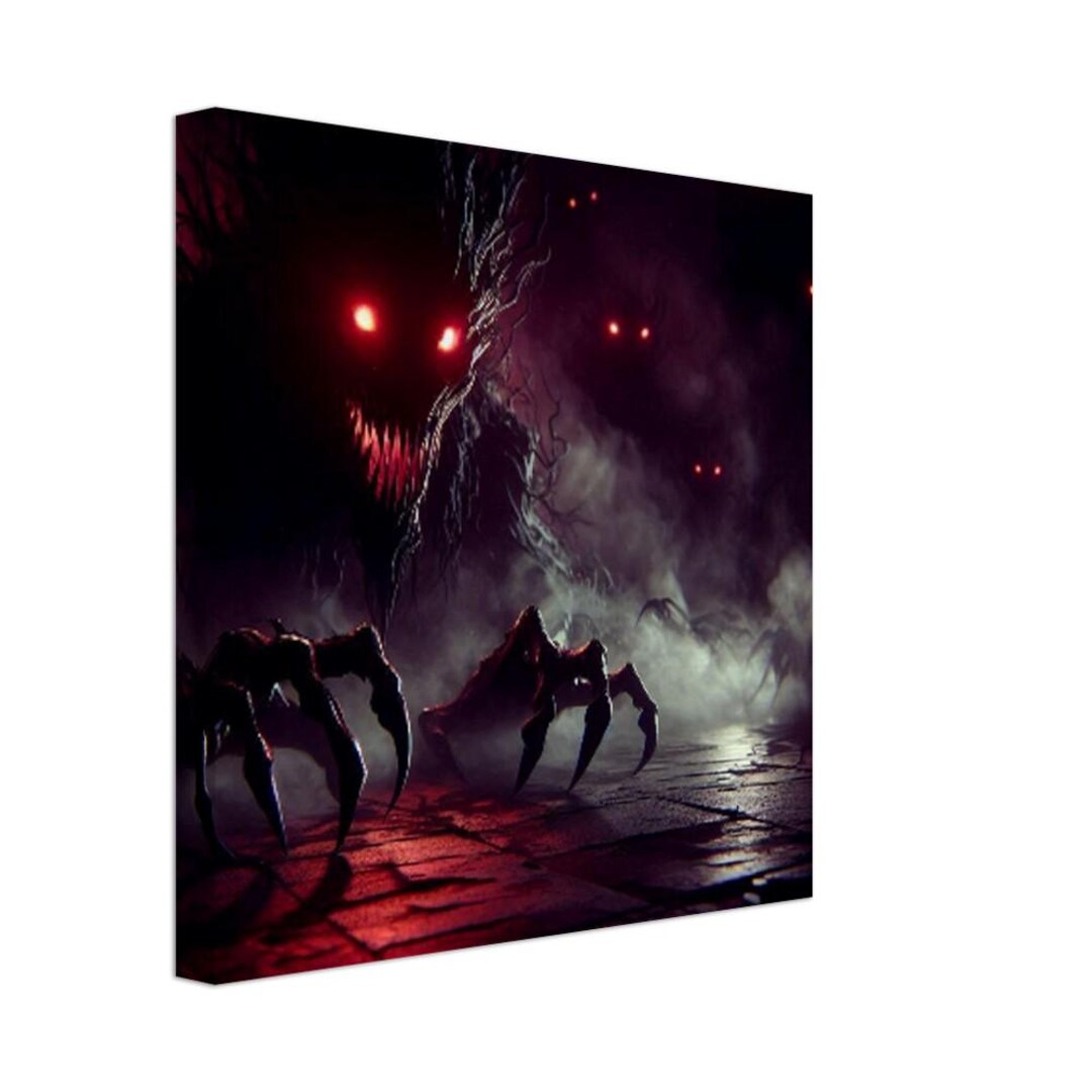 Scary Shadow Monsters Canvas Print - 12x12 Creepy Wall Art for ...