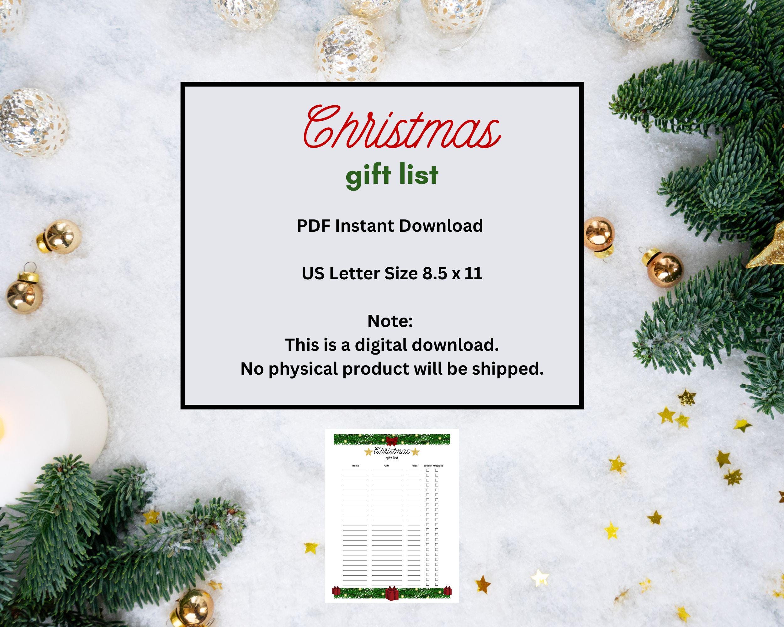 Christmas Gift List Printable, Christmas Gift Tracker, Christmas Gift ...