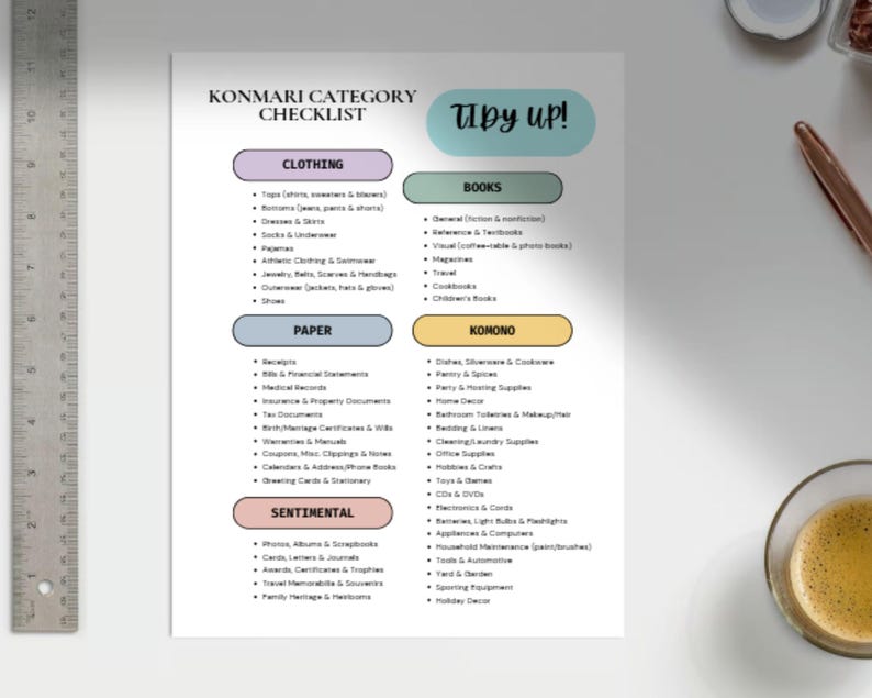 Konmari Category Checklist Printable: Declutter Planner List (PDF ...