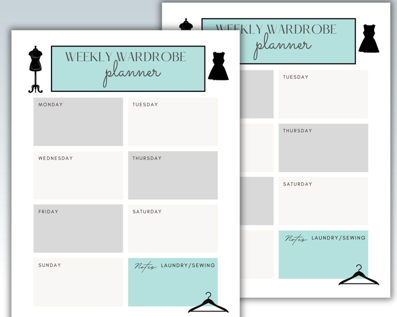 Weekly Outfit Planner Printable: Minimalist Fashion Wardrobe Template ...