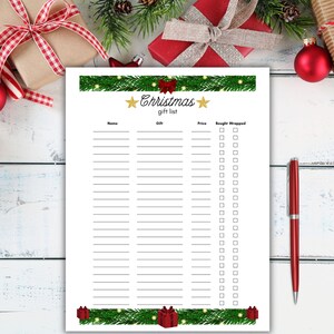 Christmas Gift List Printable, Christmas Gift Tracker, Christmas Gift ...