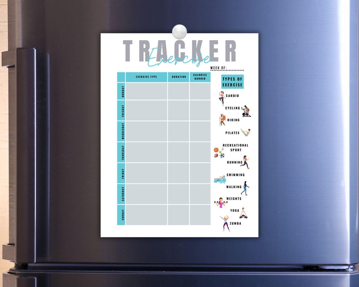 Weekly Exercise Tracker Printable, Fitness/workout Planner Template ...
