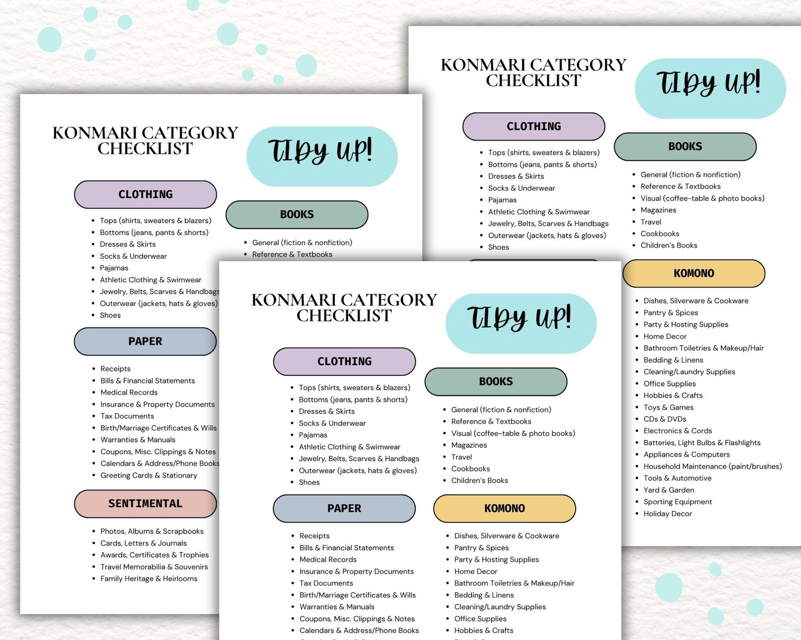 Konmari Category Checklist Printable: Declutter Planner List (PDF ...