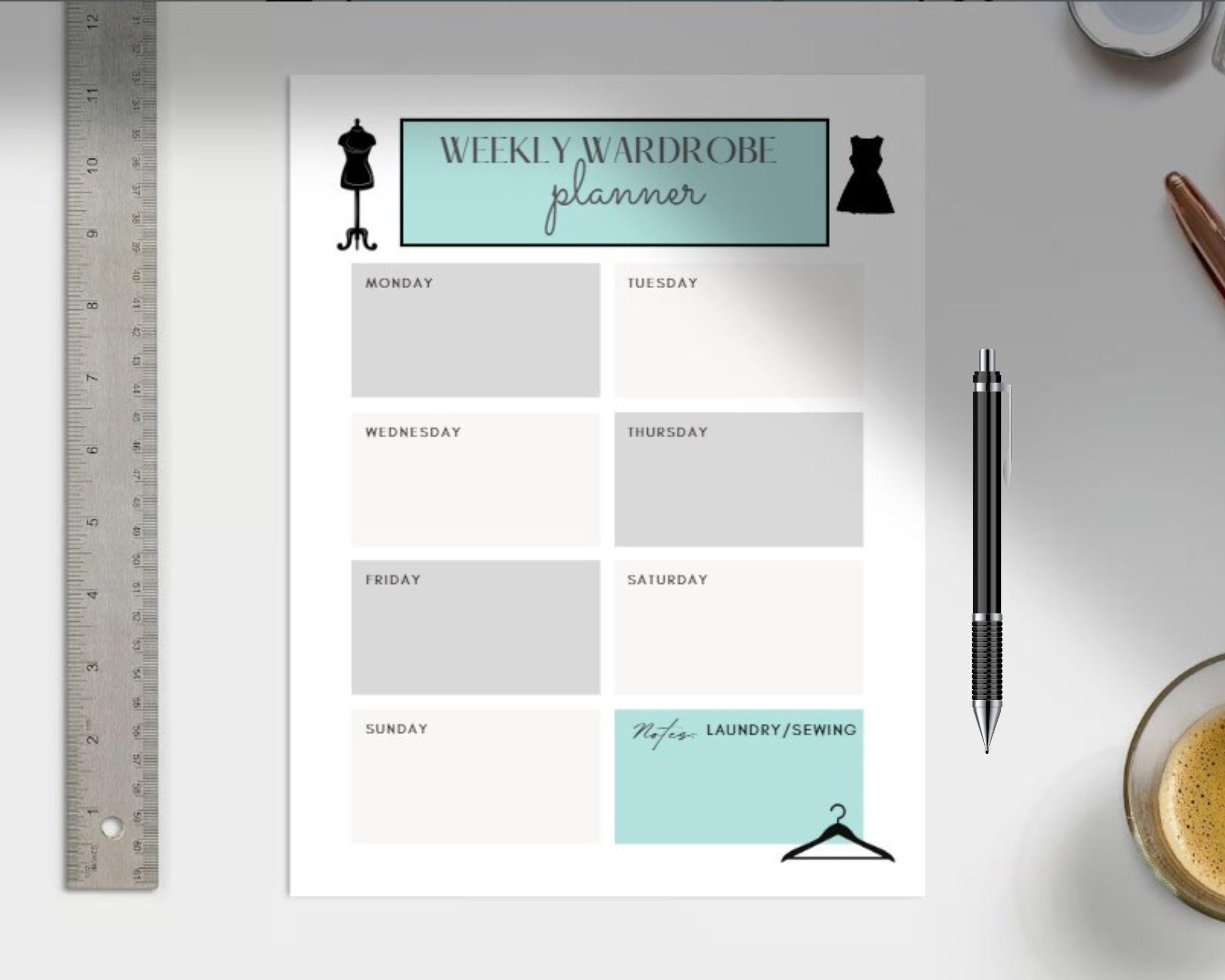 Weekly Wardrobe Planner Printable, Minimalist Outfit Planner, Fashion ...