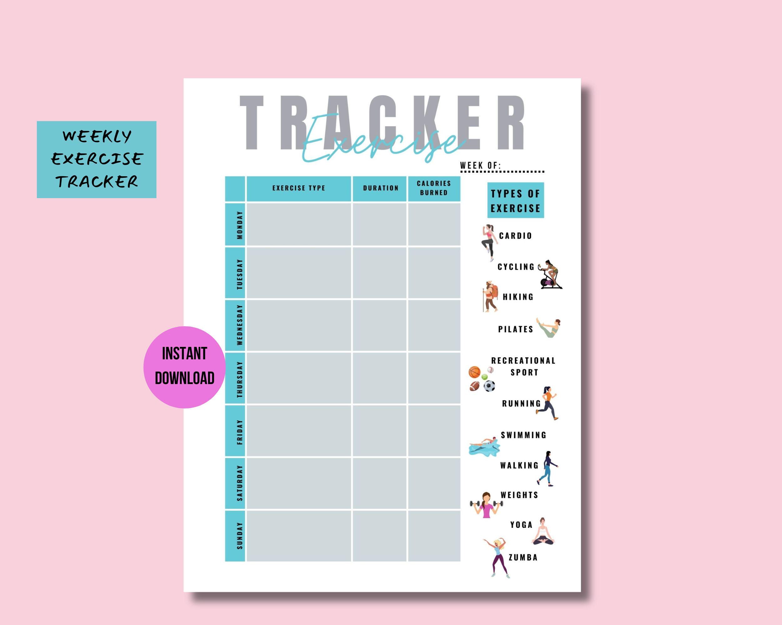 Weekly Exercise Tracker Printable, Fitness/workout Planner Template ...