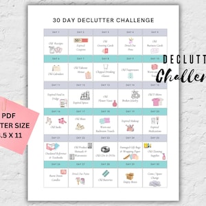 30 Day Declutter Challenge Printable, Declutter Checklist Template, Declutter Planner, Daily ...