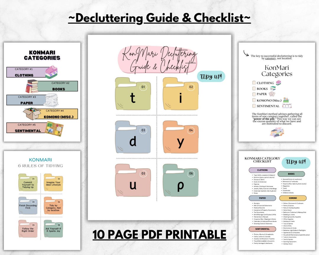 Konmari Decluttering Guide & Checklist, Marie Kondo Category List ...