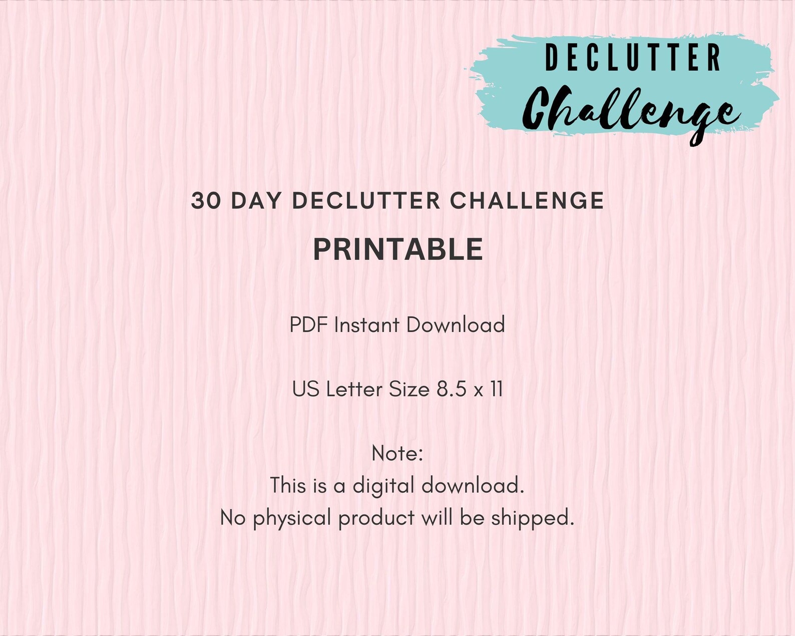 30 Day Declutter Challenge Printable, Declutter Checklist Template ...