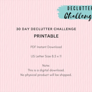 30 Day Declutter Challenge Printable, Declutter Checklist Template, Declutter Planner, Daily ...
