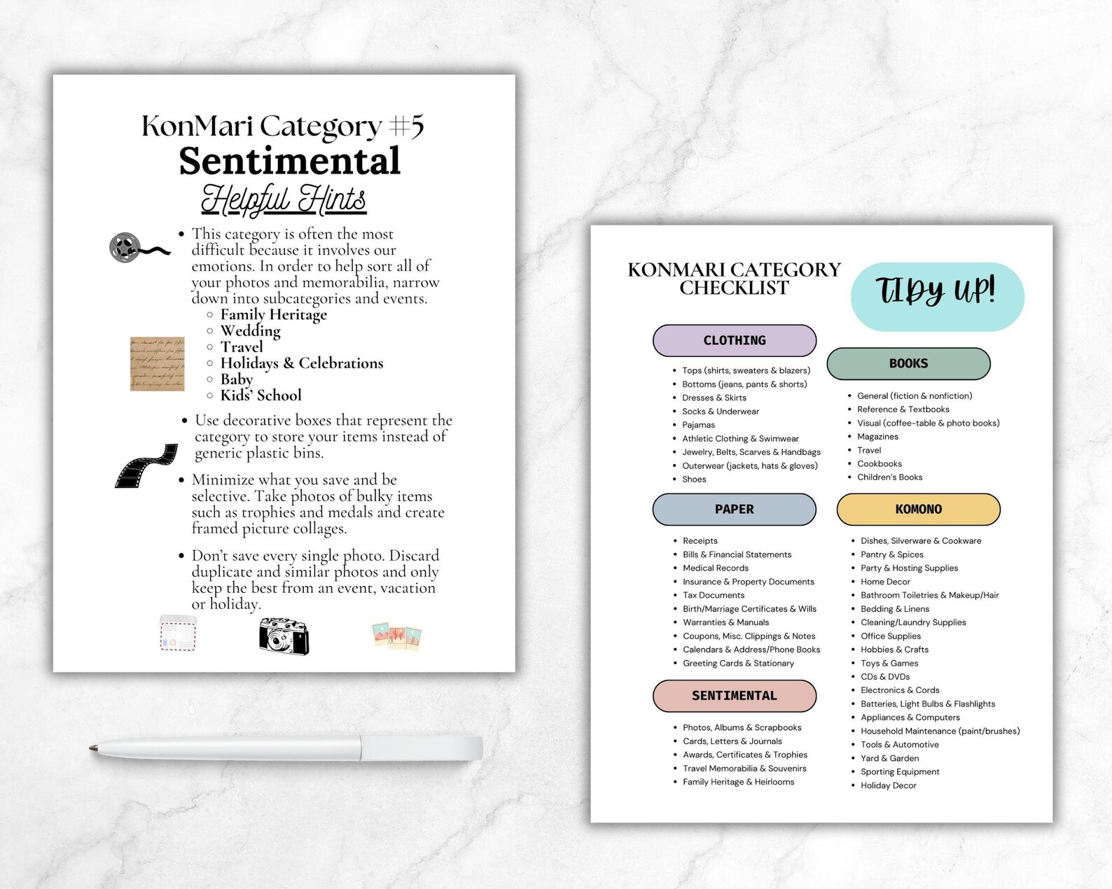 Konmari Decluttering Guide & Checklist Planner: 10-page Printable (PDF ...