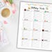 Birthday Tracker Printable, Cute Cupcake Themed Birthday Calendar ...