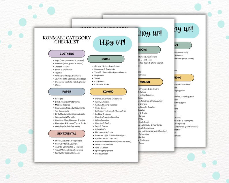 Konmari Category Checklist Printable: Declutter Planner List (PDF ...