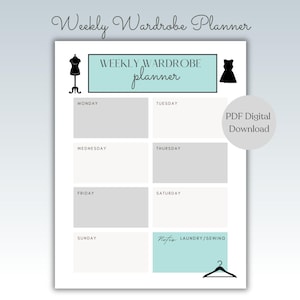 Weekly Wardrobe Planner Printable, Minimalist Outfit Planner, Fashion Planner Template, Instant ...
