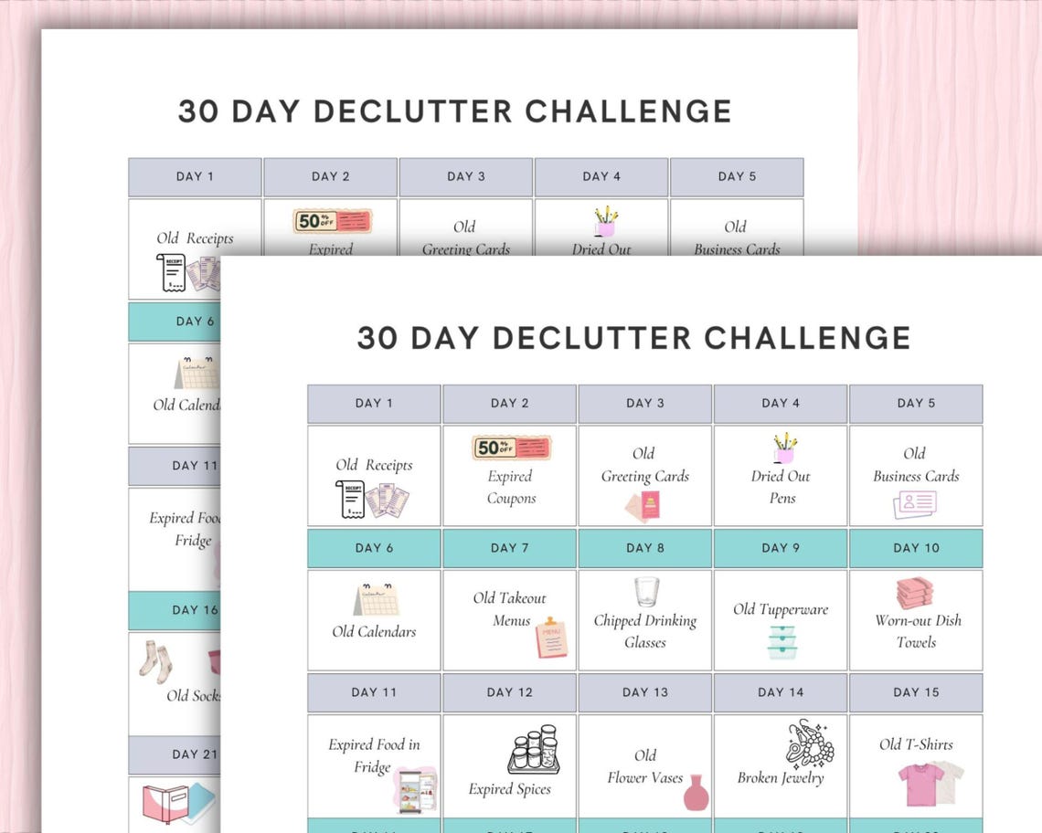 30 Day Declutter Challenge Printable: Declutter Checklist (PDF Digital Download) - Etsy