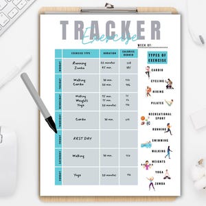 Weekly Exercise Tracker Printable, Fitness/workout Planner Template ...
