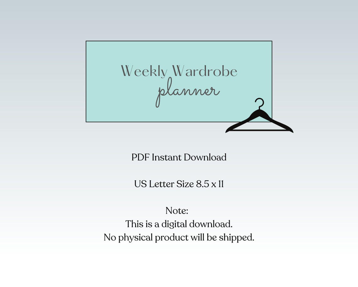 Weekly Wardrobe Planner Printable, Minimalist Outfit Planner, Fashion ...