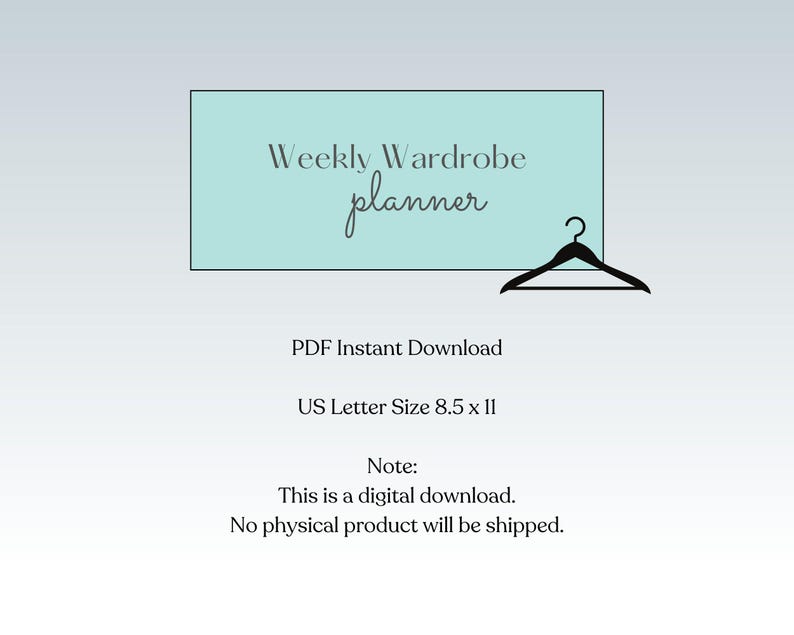 Weekly Wardrobe Planner Printable, Minimalist Outfit Planner, Fashion ...