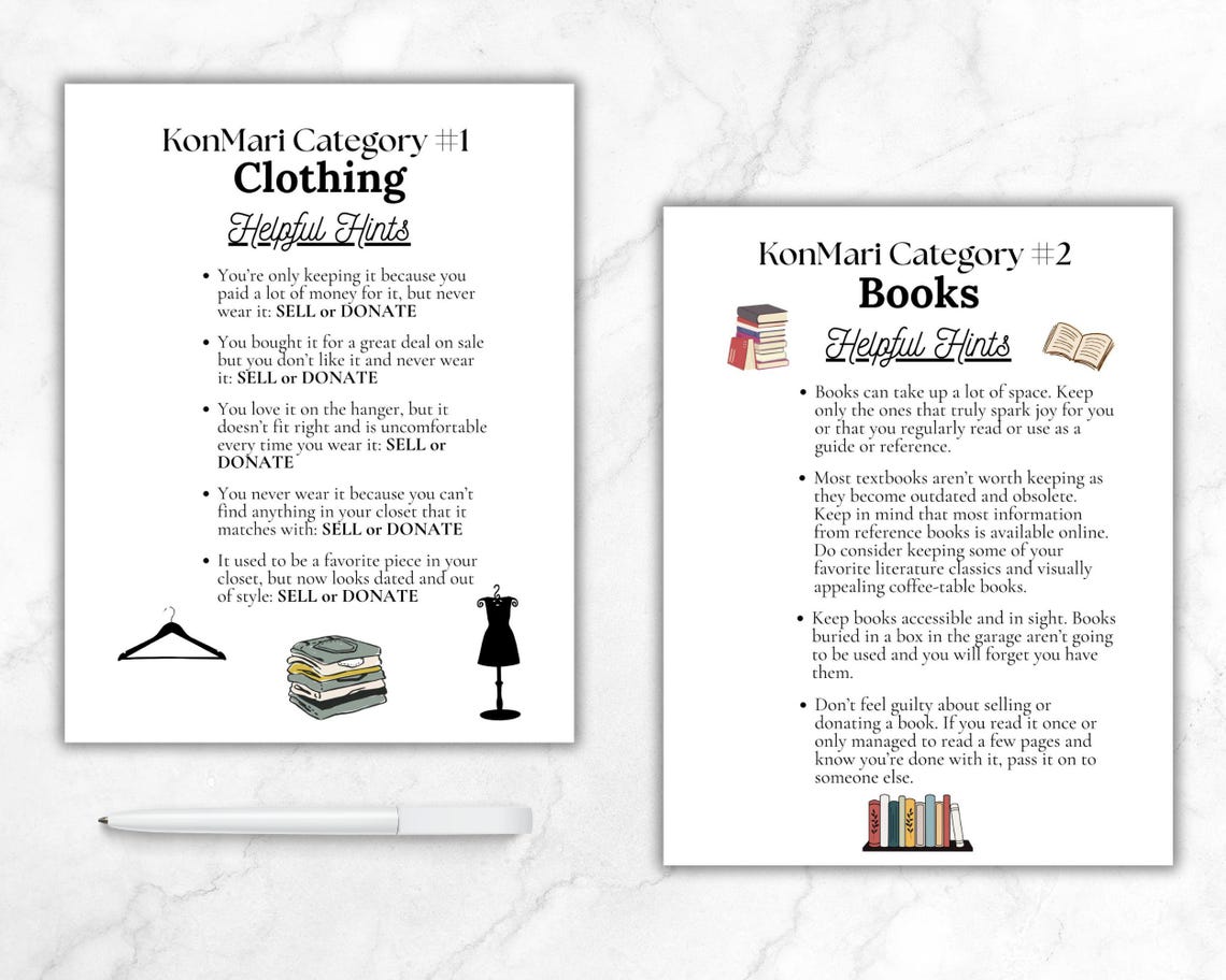 Konmari Decluttering Guide & Checklist, Marie Kondo Category List ...